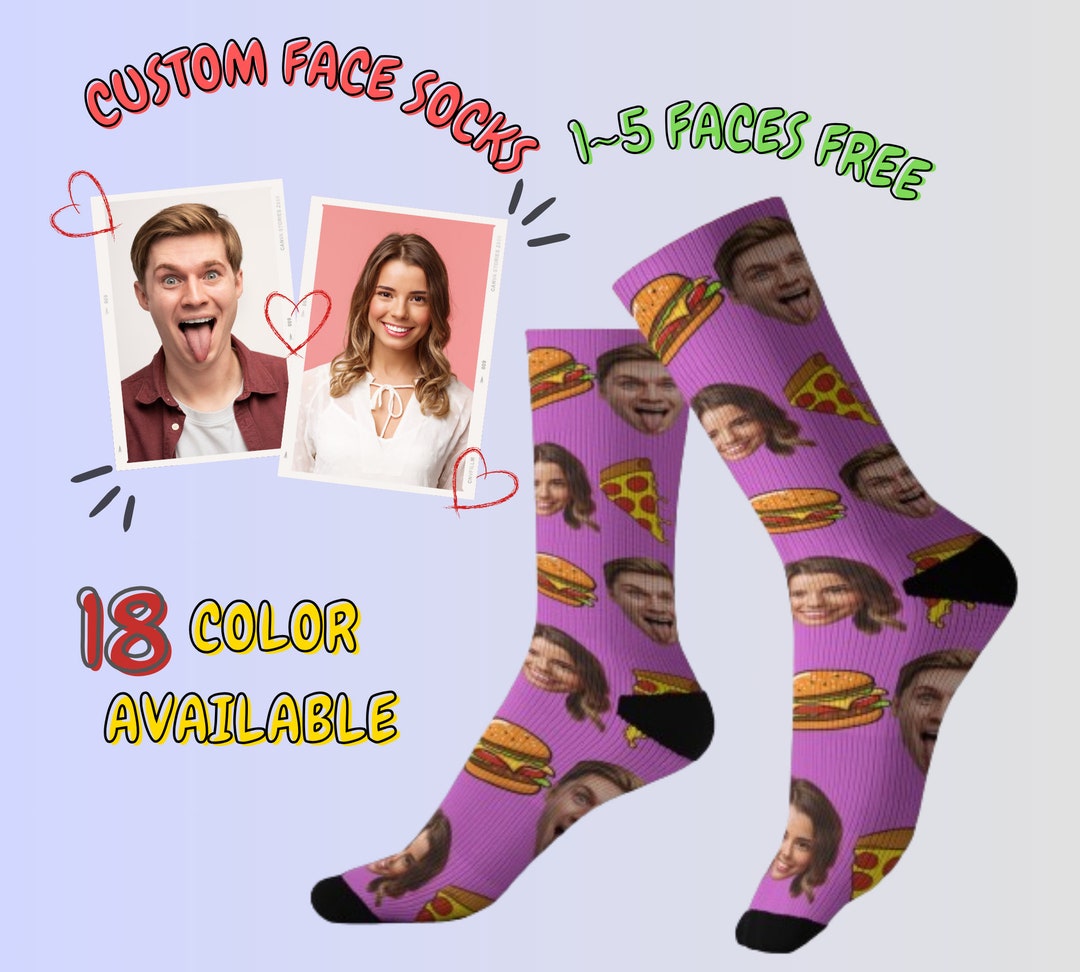 Custom Couple FACES Socks With Photos Personalized Smiley Photo Socks ...