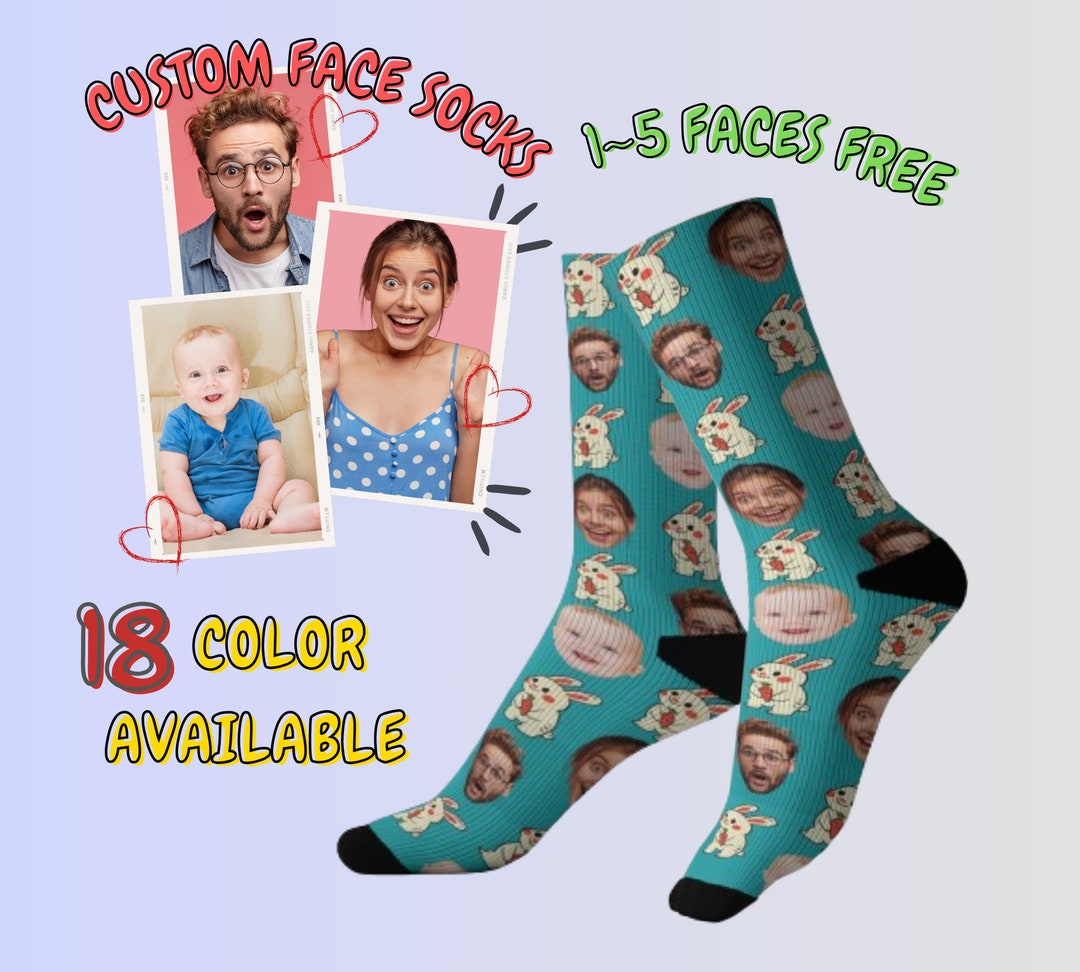 Custom FACES Socks With Photos Personalized Smiley Photo Socks Funny ...