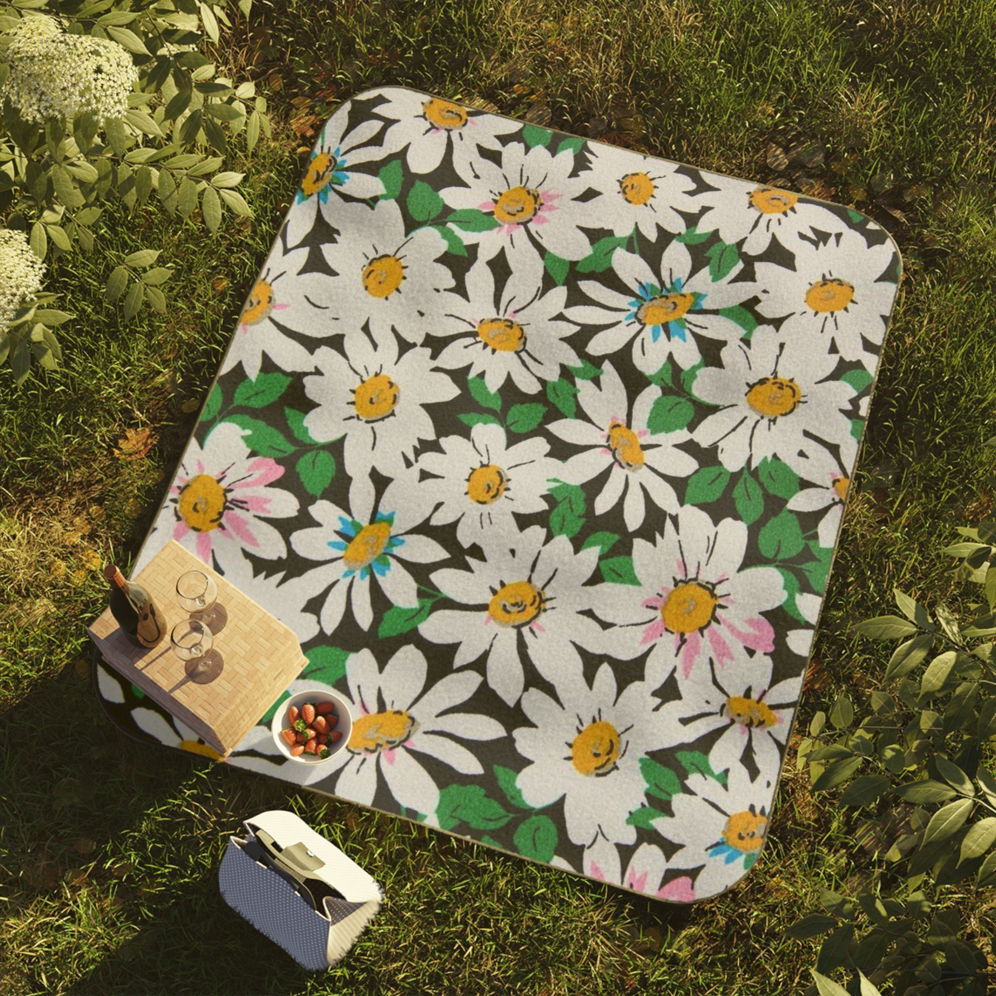 Waterproof Picnic Flower Pattern Blankets Personalized Picnic Blanket ...