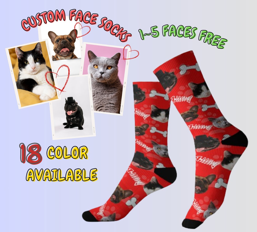 Custom FACES Socks With Photos Personalized Smiley Photo Socks Funny ...