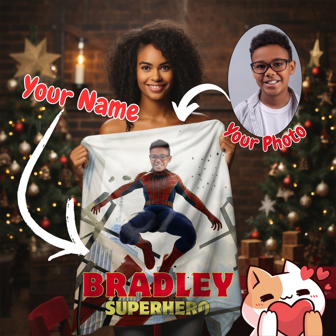 Custom Personalized Superhero Arctic Fleece Blanket With Face Blanket ...