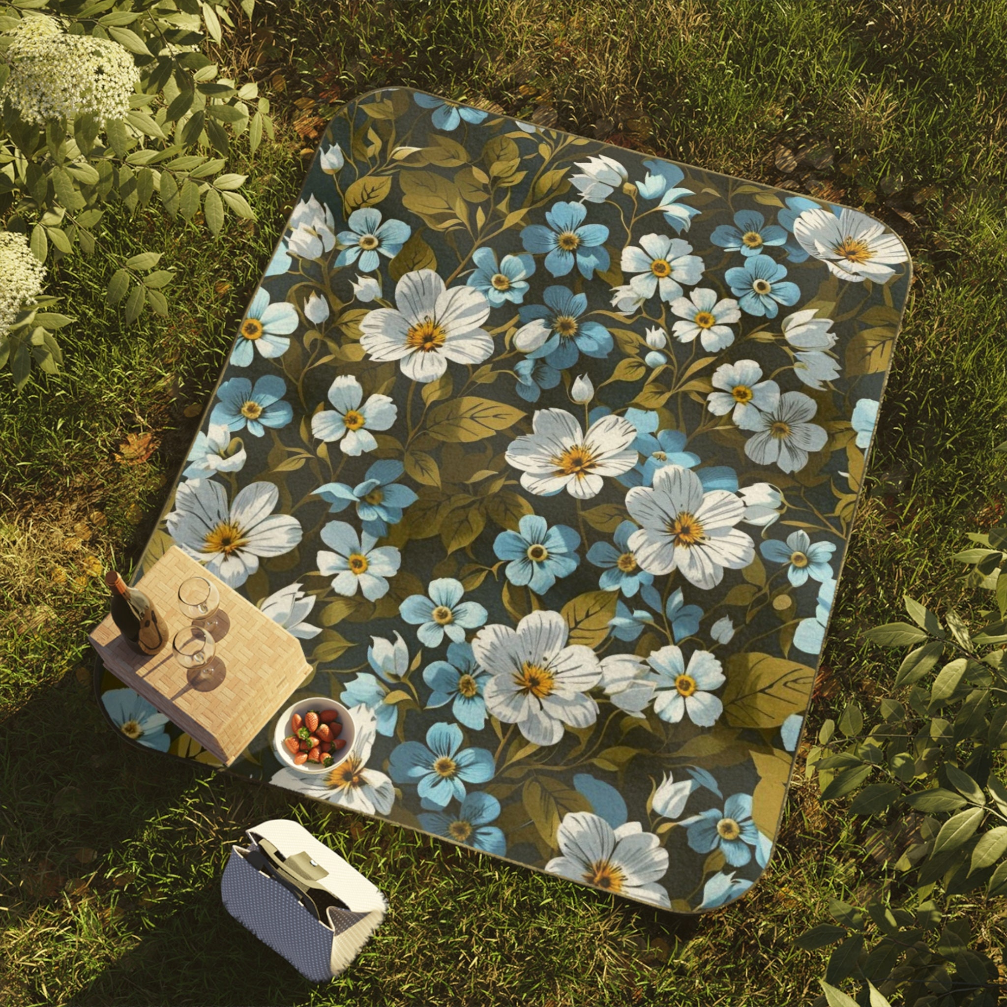 Waterproof Picnic Flower Pattern Blankets Personalized Picnic Blanket ...
