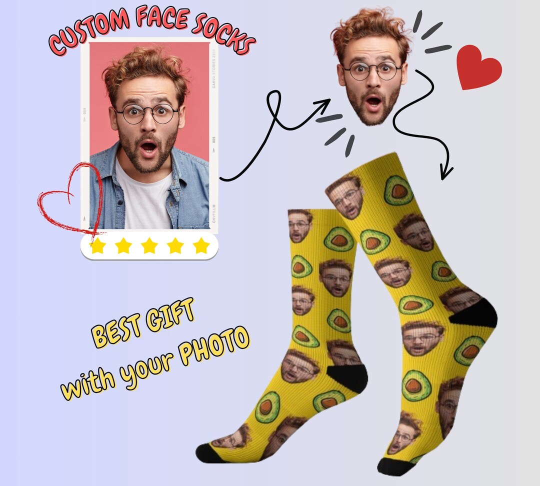 Custom Face Socks With Photos Personalized Smiley Photo Socks Funny ...