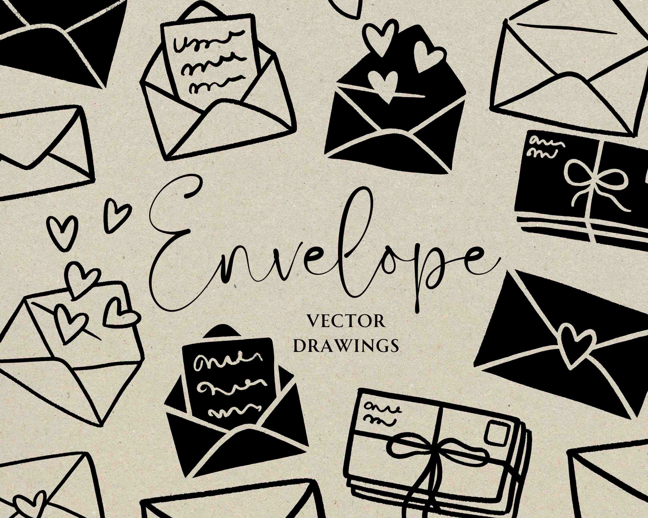 Envelope and Valentine Bundle SVG PNG, Hand Made Illustration, Letter ...