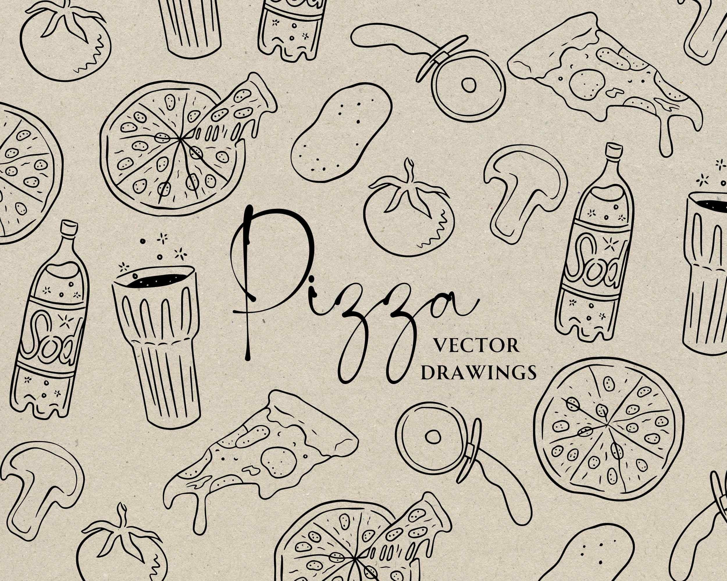 Pizza Party SVG PNG, Hand Drawn Illustrated Pizza Clipart, DIY Party ...