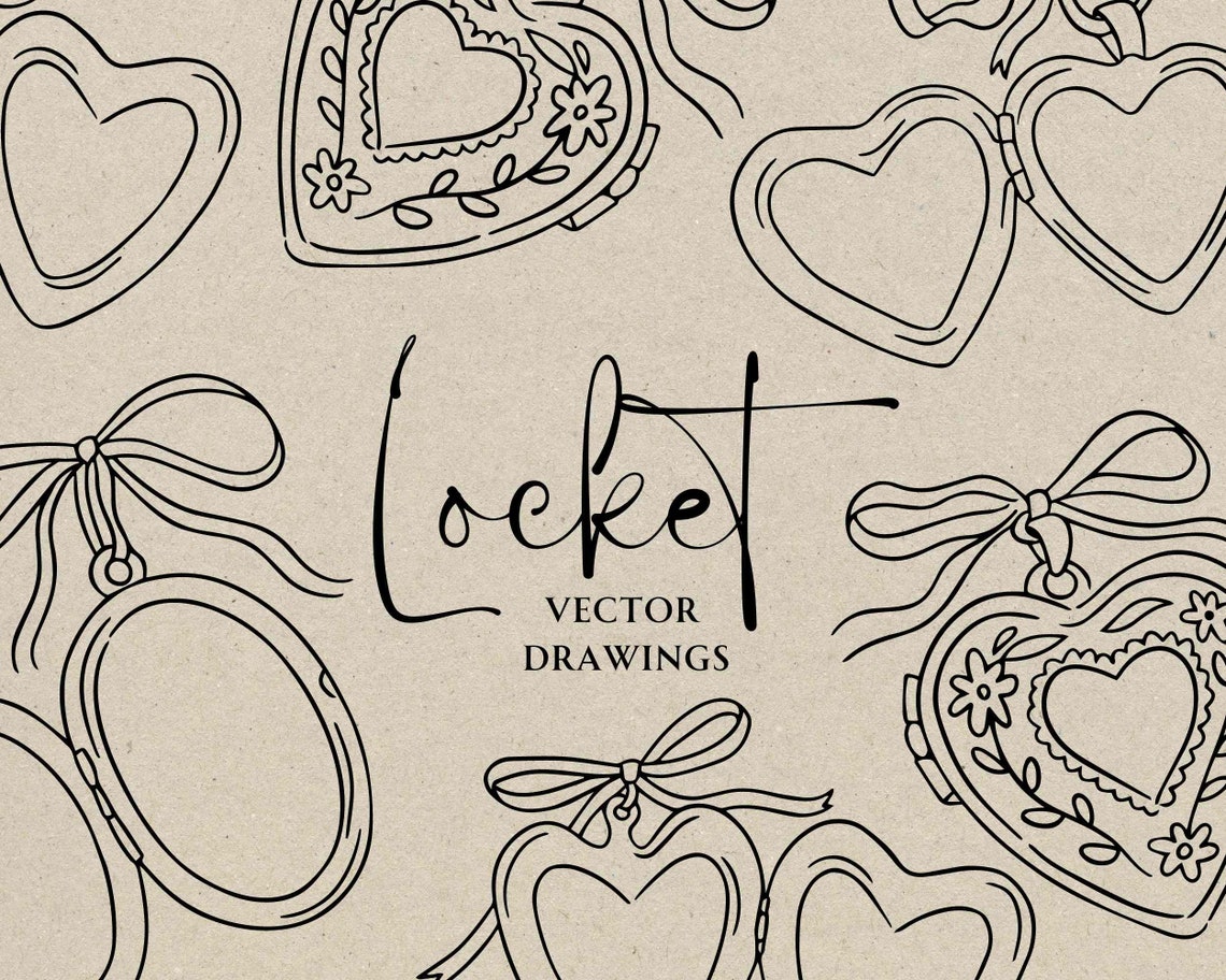 Hand Drawn Heart Locket Doodle SVG PNG, Engagement Whimsical Love ...