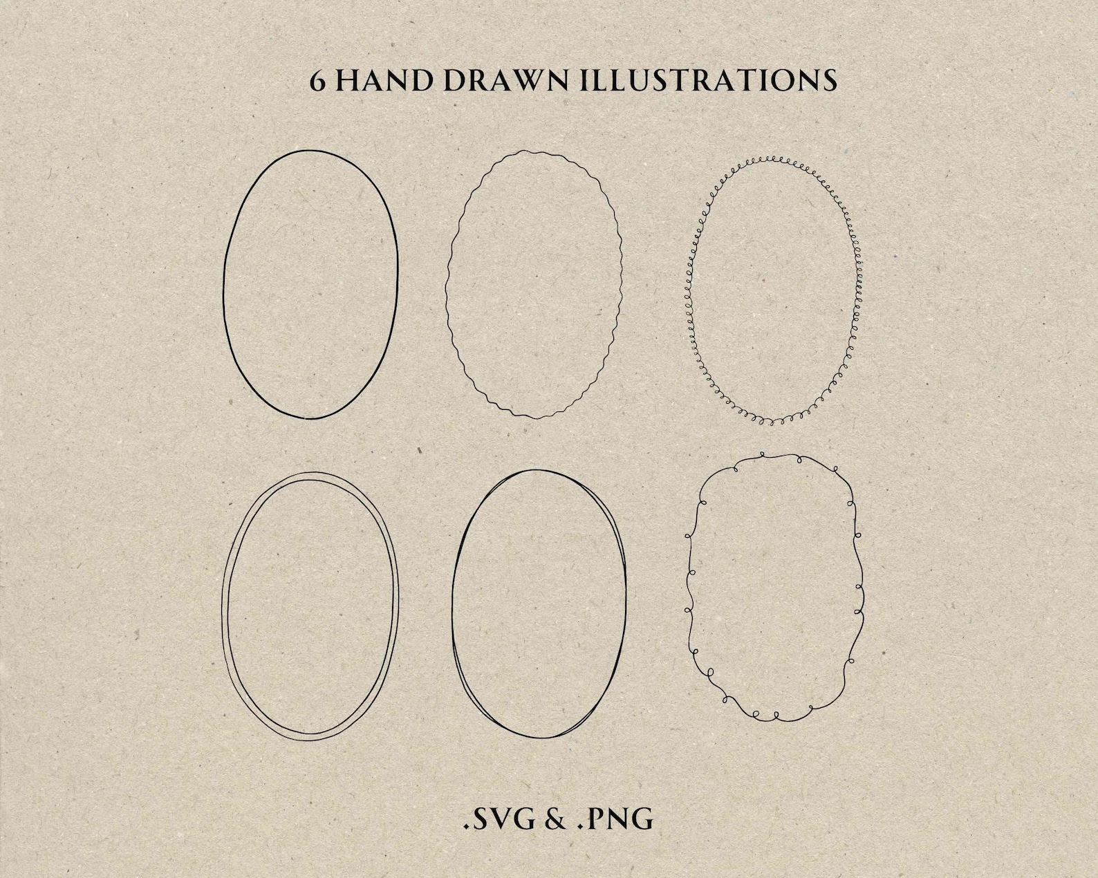 Hand Drawn Oval Border SVG PNG, Whimsical Invitation Frame for ...