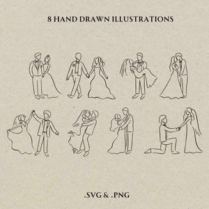 Hand Drawn Bride and Groom SVG PNG, Dancing Couple Clipart Download ...