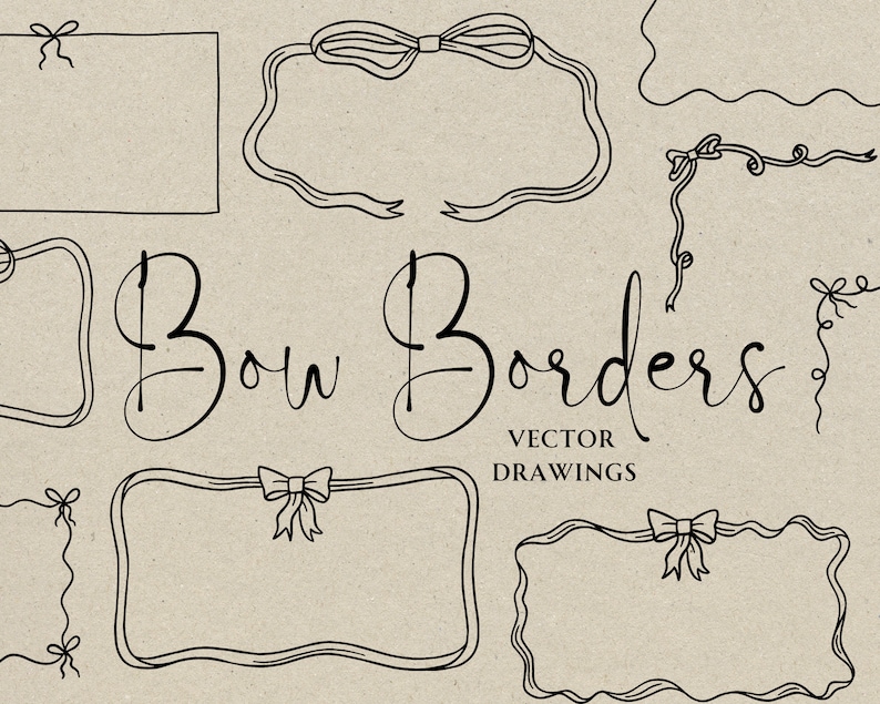 Bow Border for Business Card SVG PNG, Hand Drawn Quirky Template, DIY ...