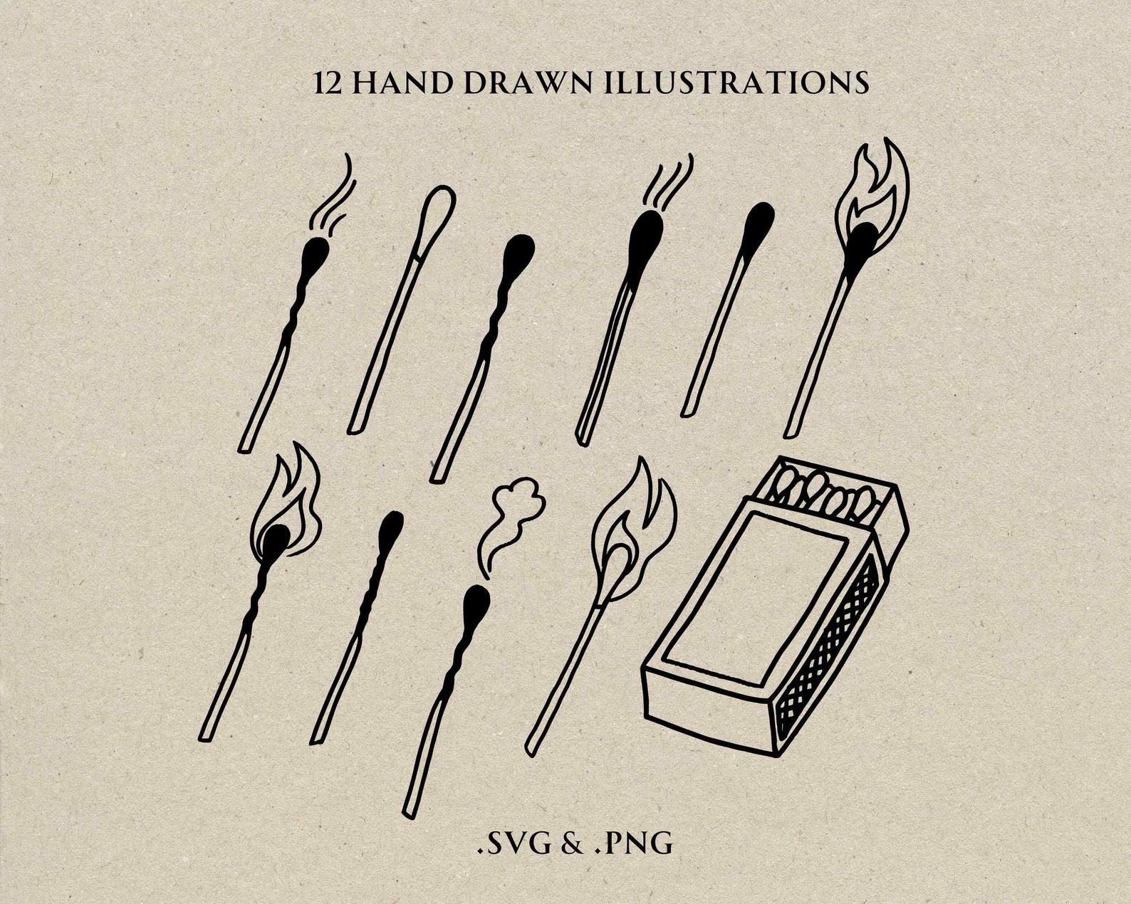 Illustrated Matchstick Drawing SVG PNG - Matches Tattoo Silhouette ...