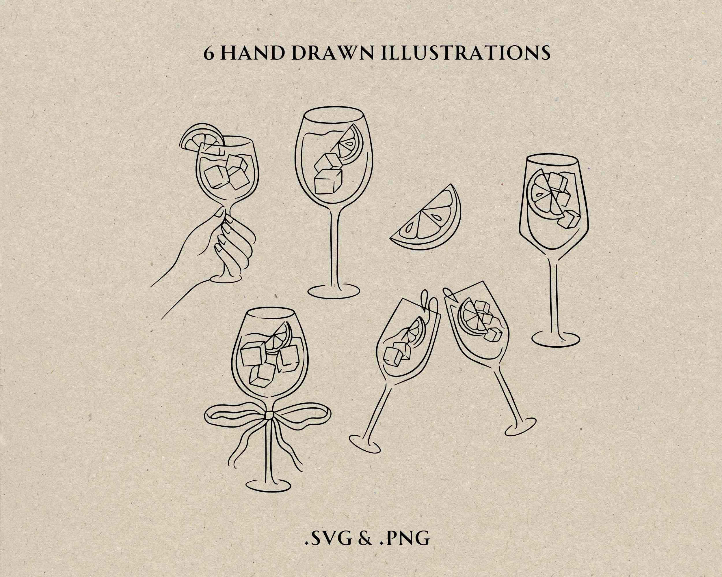 Hand Drawn Aperol Spritz SVG PNG, Wedding Bar Sign, Menu Doodle ...