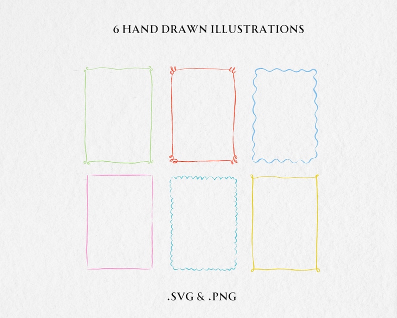 Hand Drawn Watercolor Border PNG SVG, Wavy Border Clipart, Scallop ...