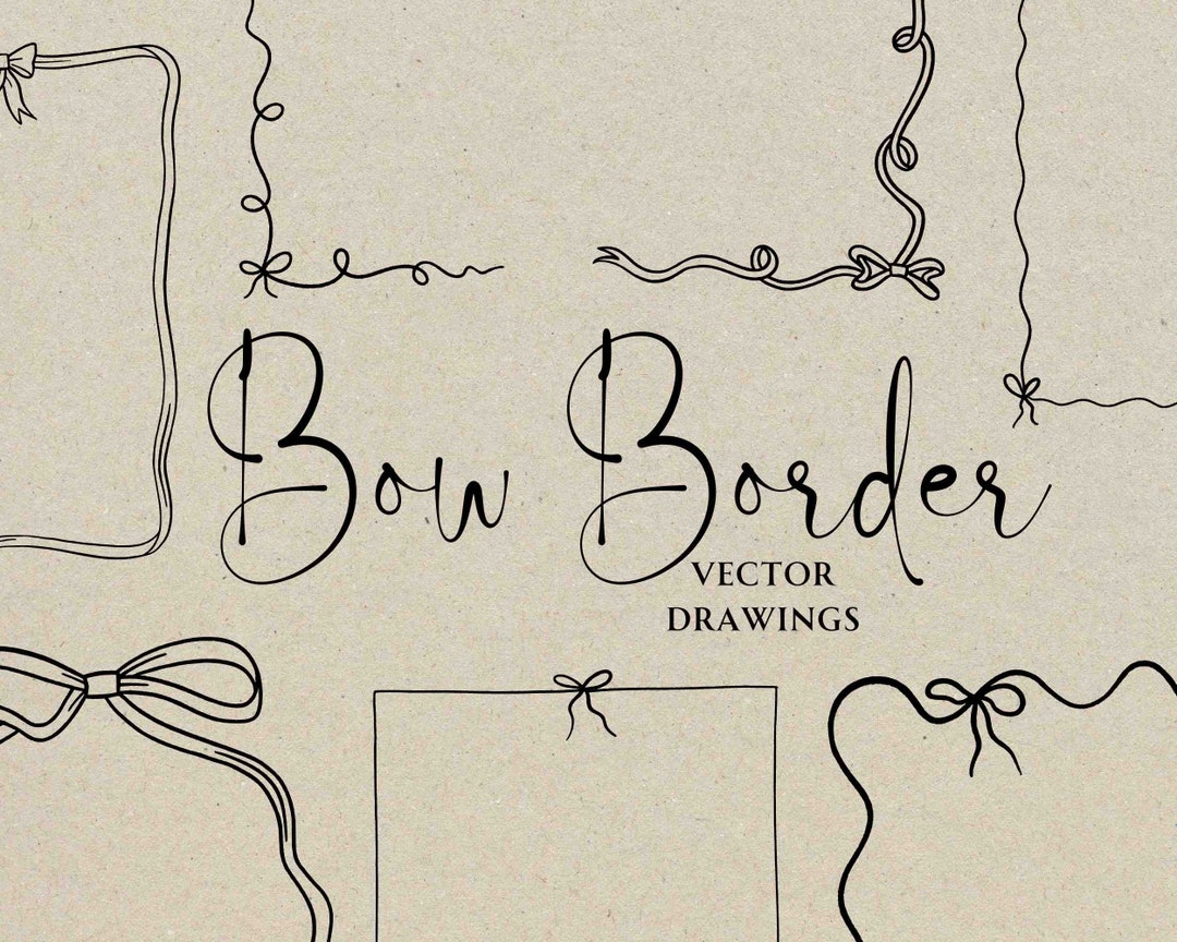 Wedding Bow Frames Bundle SVG PNG, Hand Drawn Quirky Border Clipart ...