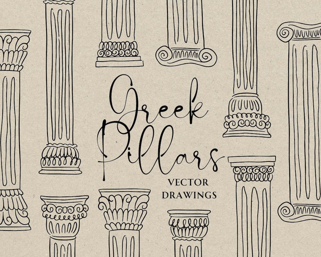 Hand Drawn Greek Pillar SVG PNG, Whimsical Mediterranean Wedding ...