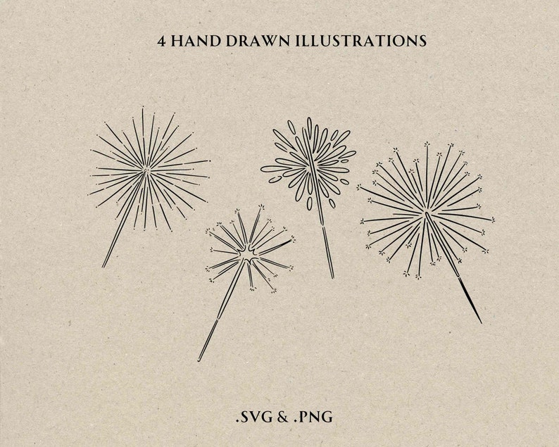 Hand Drawn Sparkler Illustration SVG PNG, Icon for Wedding Invitation ...