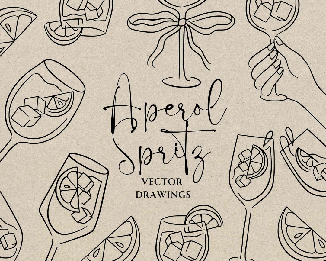 Hand Drawn Aperol Spritz SVG PNG, Wedding Bar Sign, Menu Doodle ...