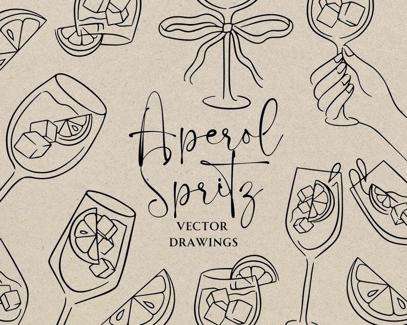 Hand Drawn Aperol Spritz SVG PNG, Wedding Bar Sign, Menu Doodle ...