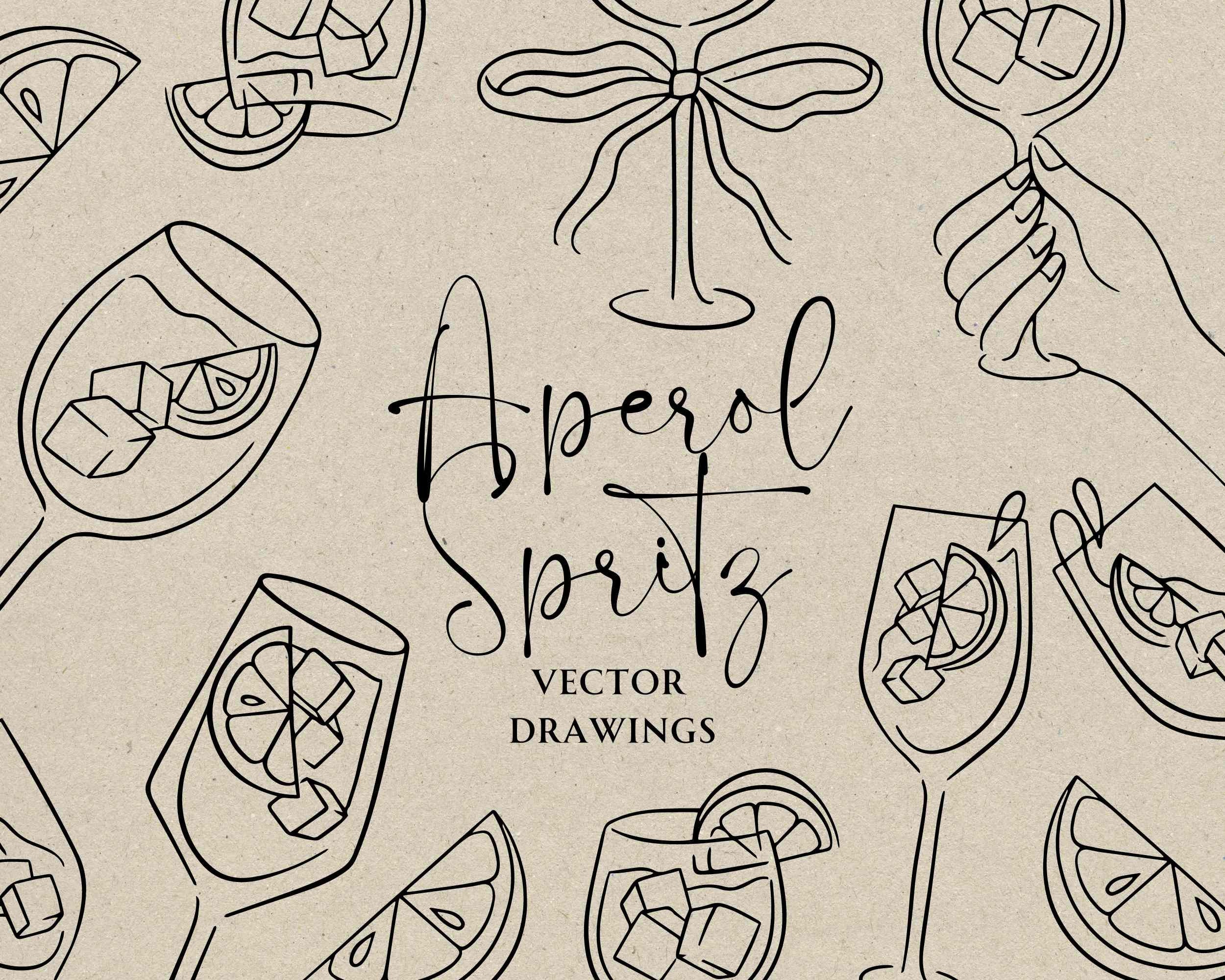Hand Drawn Aperol Spritz SVG PNG, Wedding Bar Sign, Menu Doodle ...