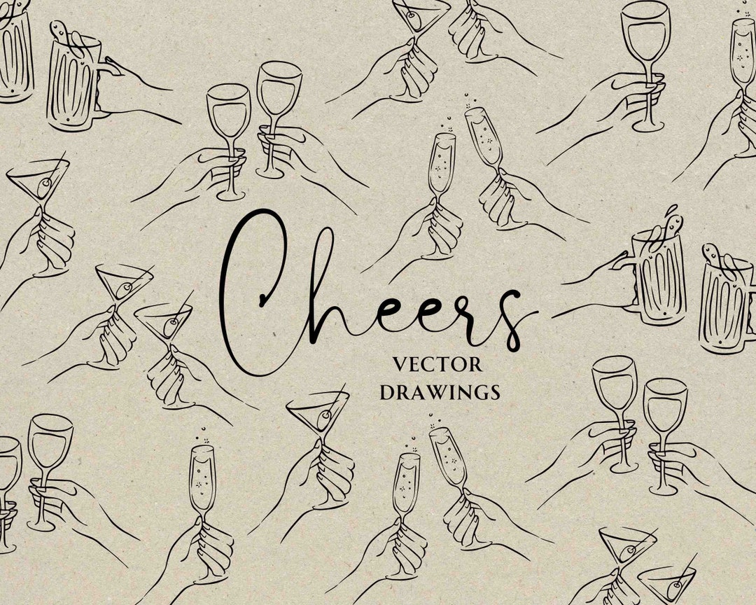 Hand Drawn Cheers SVG PNG, Whimsical Bachelorette Party Clipart ...