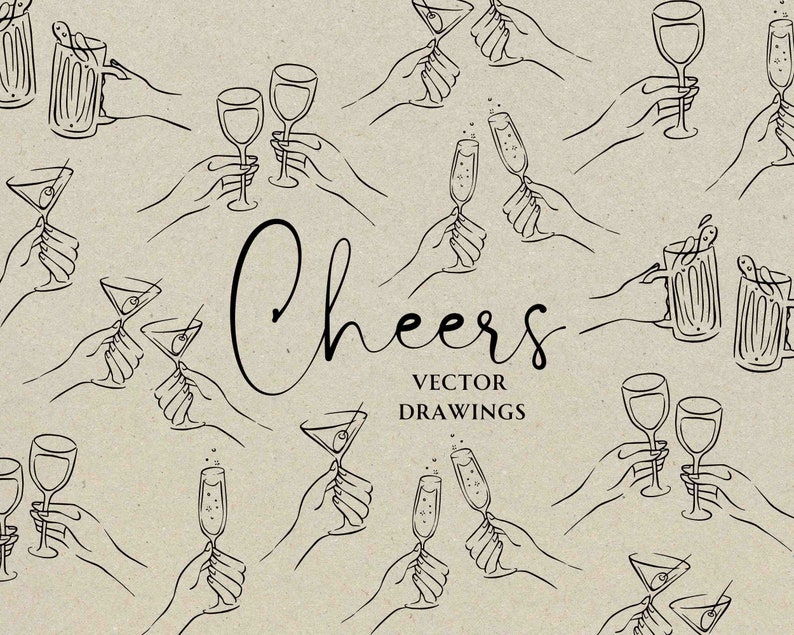 Hand Drawn Cheers SVG PNG, Whimsical Bachelorette Party Clipart ...