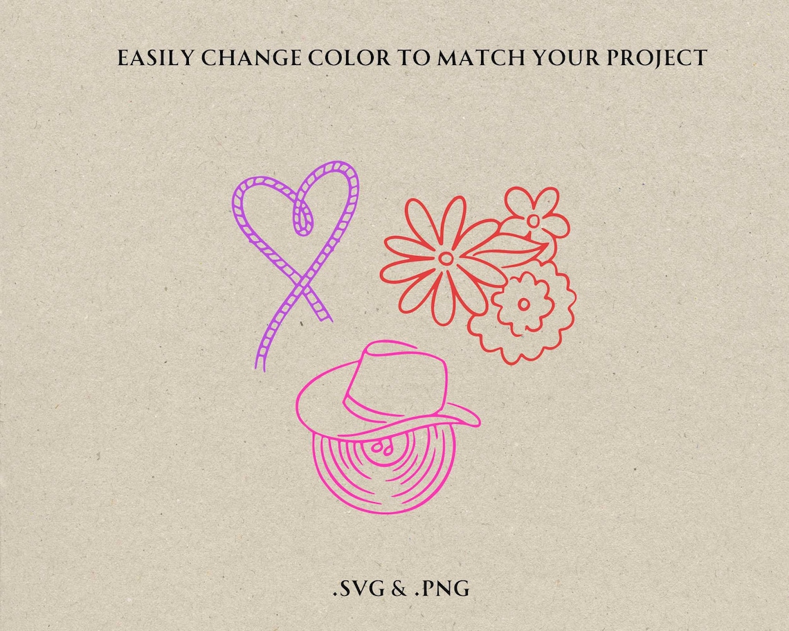 Hand Drawn Disco Cowgirl Bachelorette SVG PNG, Whimsical Western Hen Do ...