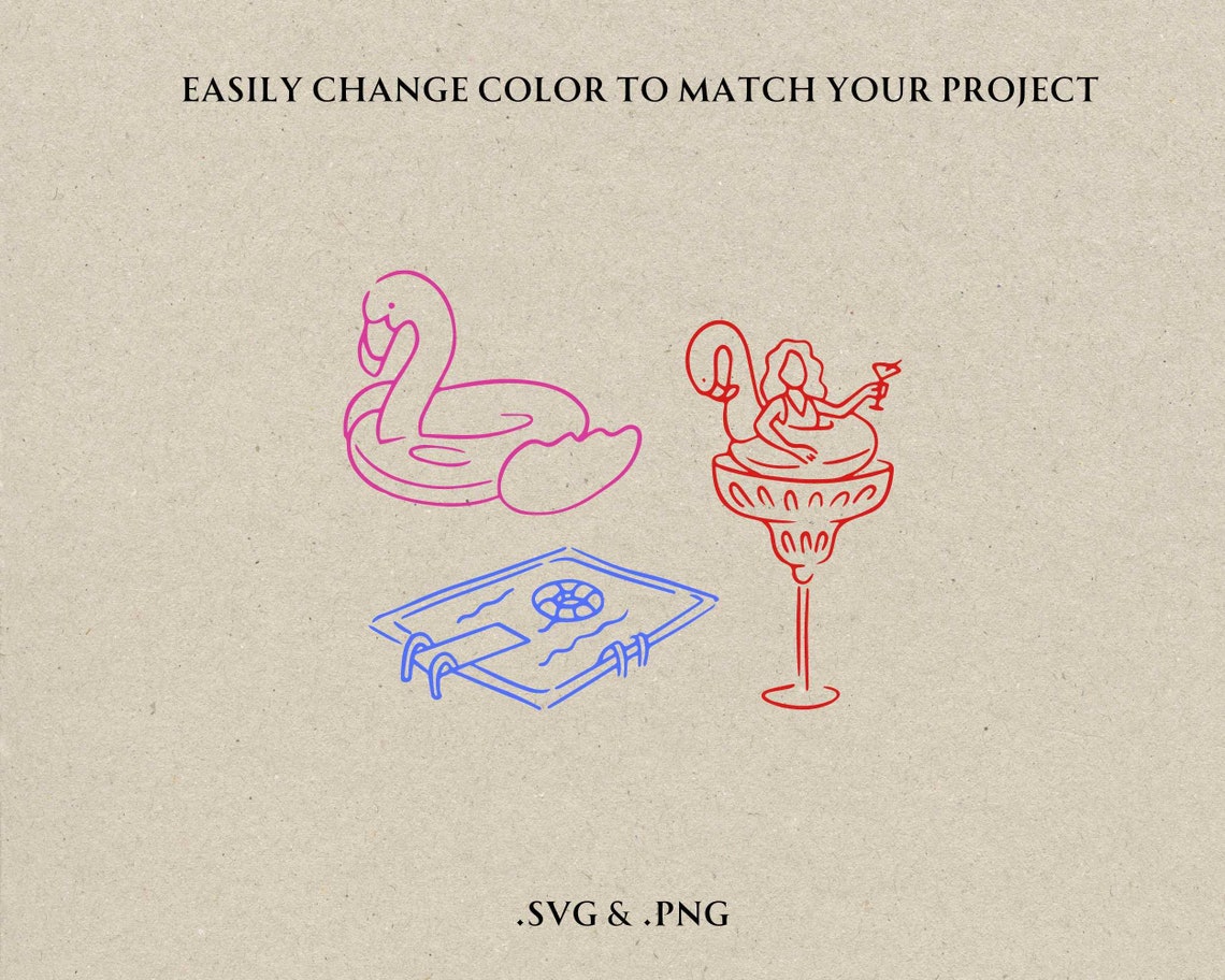 Hand Drawn Pool Party SVG PNG, Whimsical Summer Bash Vector Doodle ...