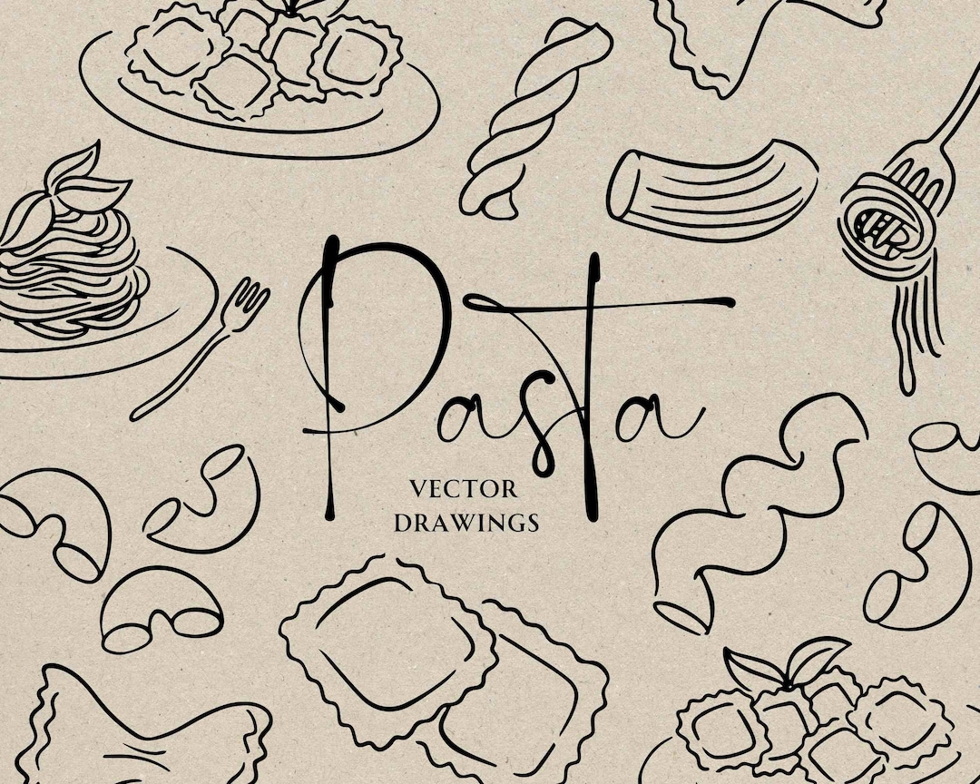 Hand Drawn Pasta Doodle SVG PNG, Illustrated Italian Food Clipart ...