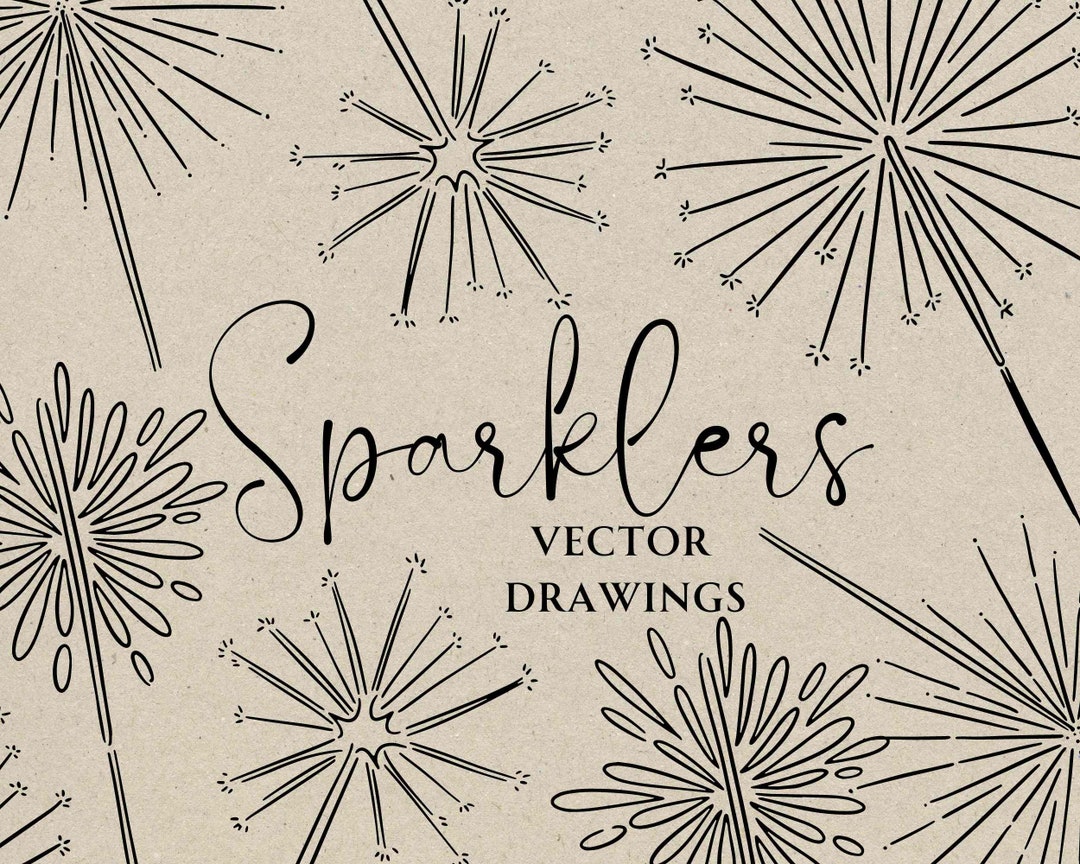 Hand Drawn Sparkler Illustration SVG PNG, Icon for Wedding Invitation ...