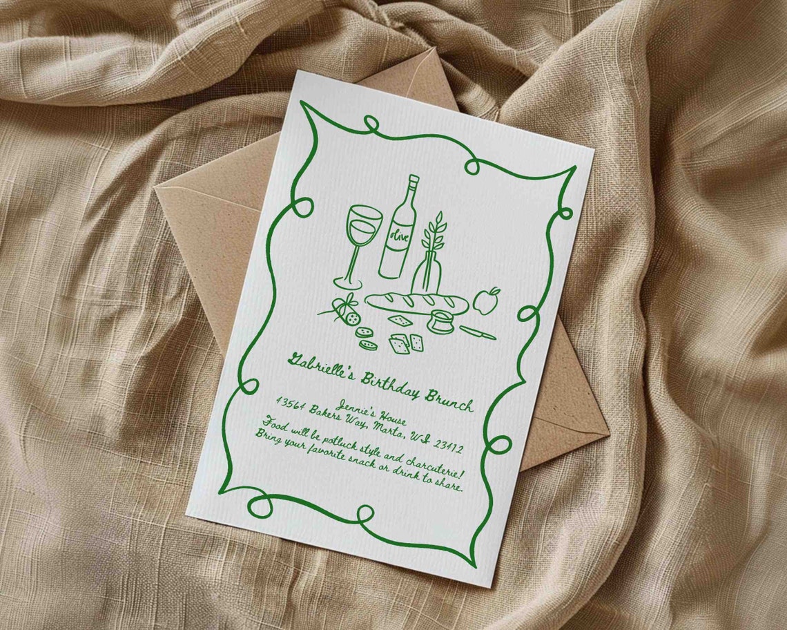 Hand Drawn Wedding Invite SVG PNG, Wavy Border Clipart, Editable in ...