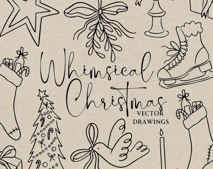 Hand Drawn Whimsical Christmas SVG PNG, Friendsmas Dinner Clipart ...