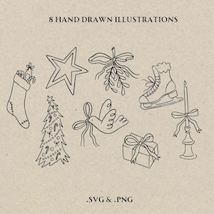 Hand Drawn Whimsical Christmas SVG PNG, Friendsmas Dinner Clipart ...