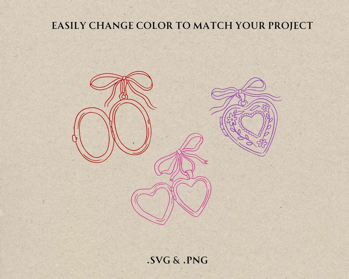 Hand Drawn Heart Locket Doodle SVG PNG, Engagement Whimsical Love ...