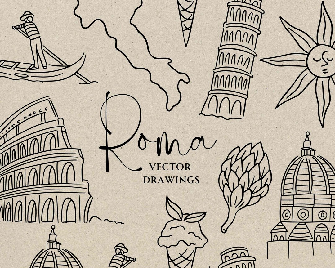 Hand Drawn Italy Doodle SVG PNG, Whimsical Mediterranean Vacation ...