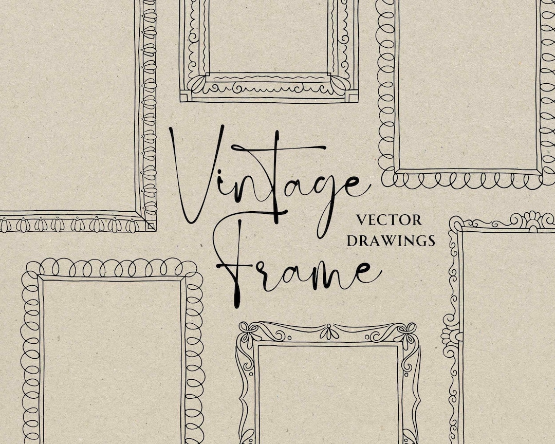 Hand Drawn Vintage Frame SVG PNG, Picture Frame Border Clipart ...