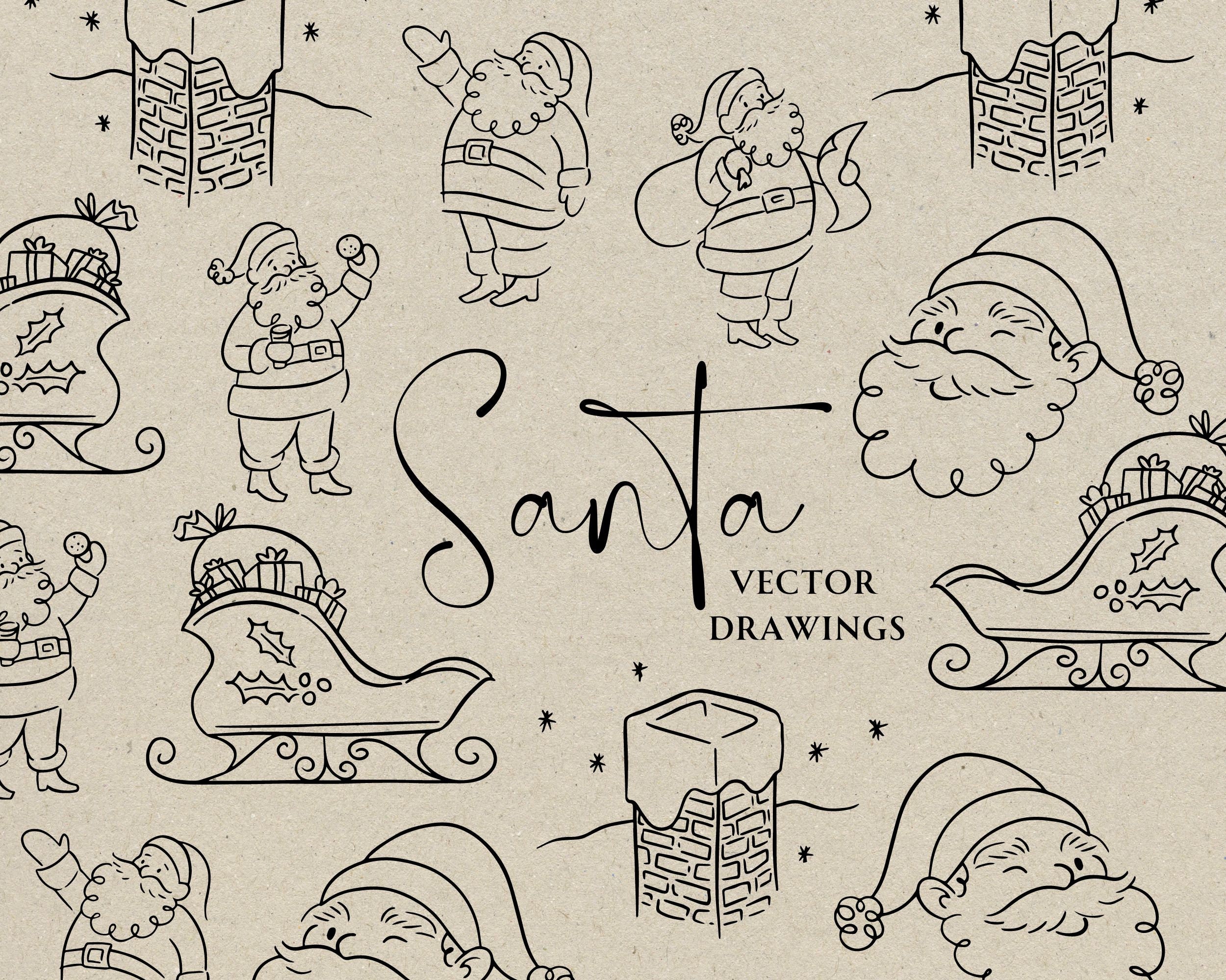 Christmas Santa Claus SVG PNG, Hand Drawn Santa Illustration, Digital ...
