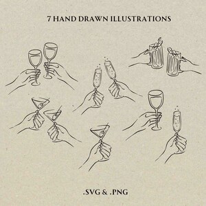 Hand Drawn Cheers SVG PNG, Whimsical Bachelorette Party Clipart ...
