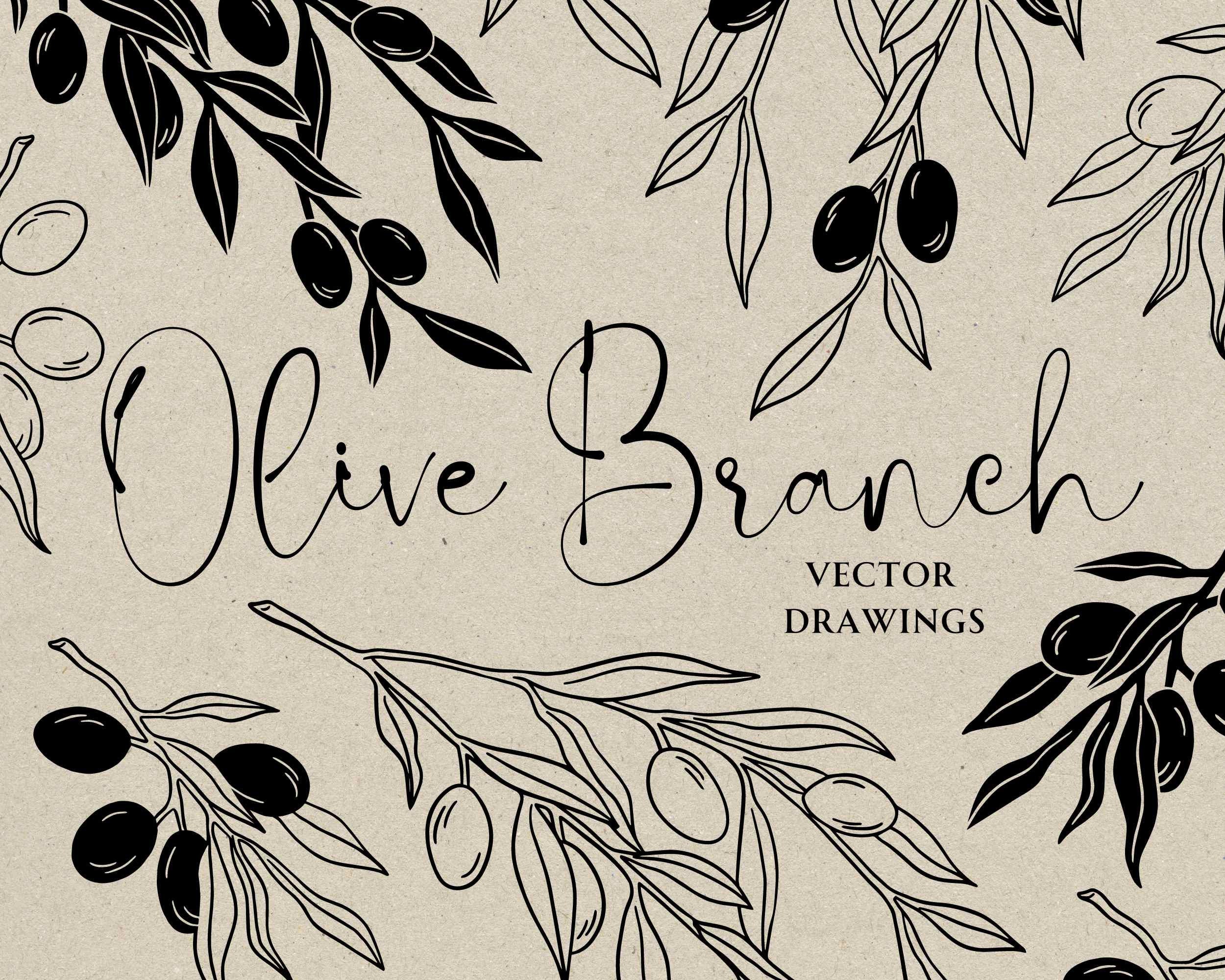 Hand Drawn Olive Branch SVG PNG, Leaves Wreath Clipart, Minimalist ...