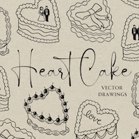Hand Drawn Vintage Heart Wedding Cake, Doodle Sketch Heart Cake ...