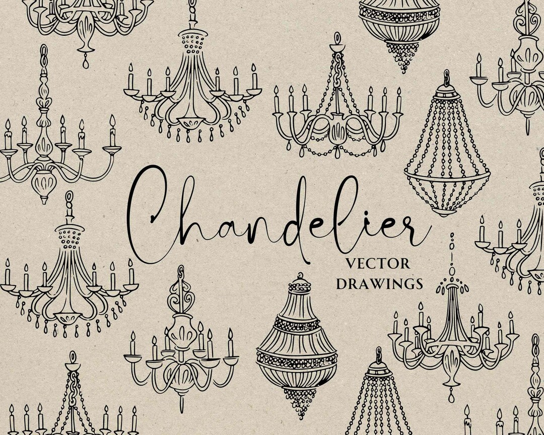 Hand Drawn Chandelier Icon SVG PNG, Vintage Crystal Illustrated Clipart ...