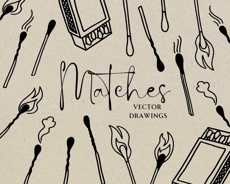Illustrated Matchstick Drawing SVG PNG - Matches Tattoo Silhouette ...