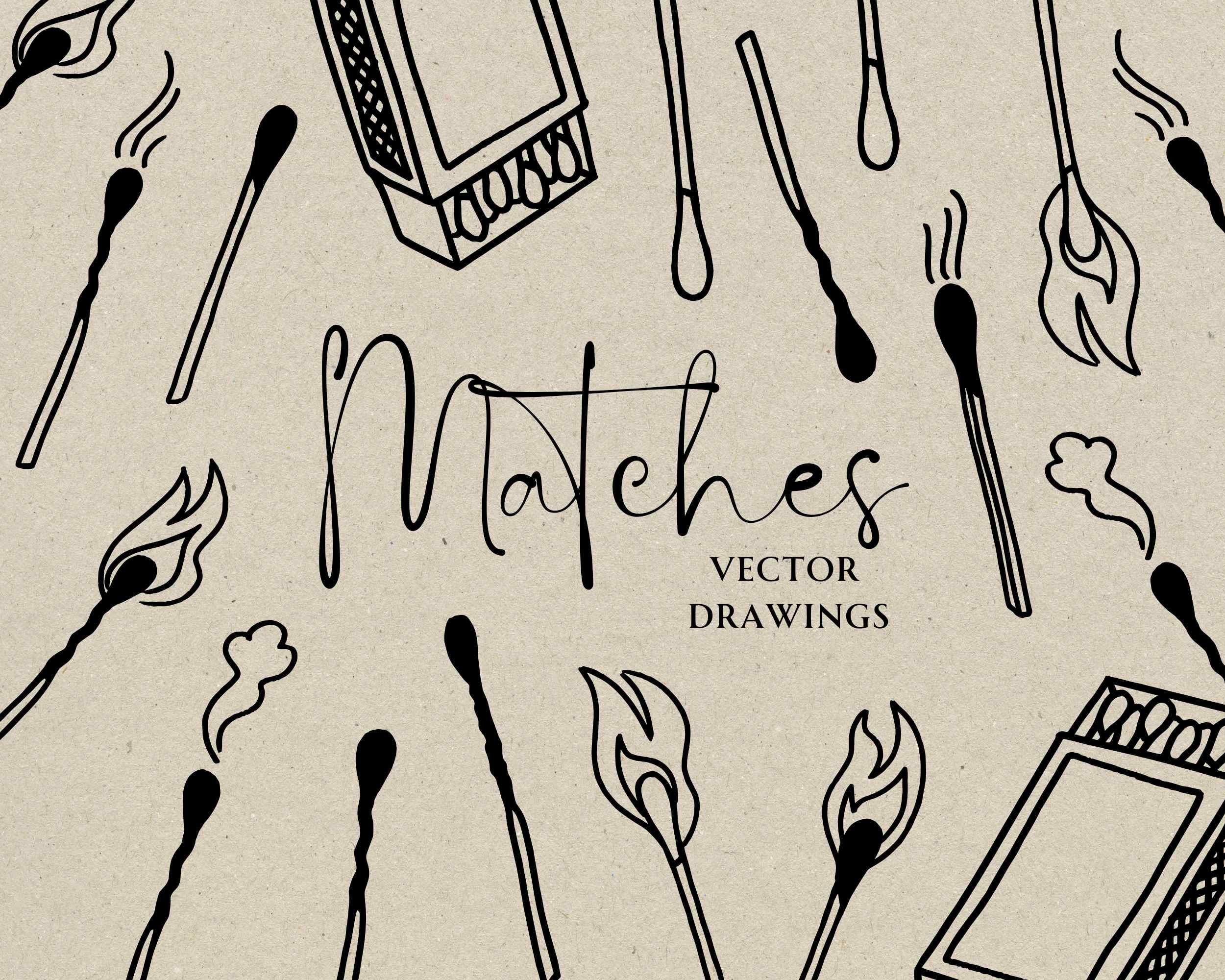 Illustrated Matchstick Drawing SVG PNG - Matches Tattoo Silhouette ...