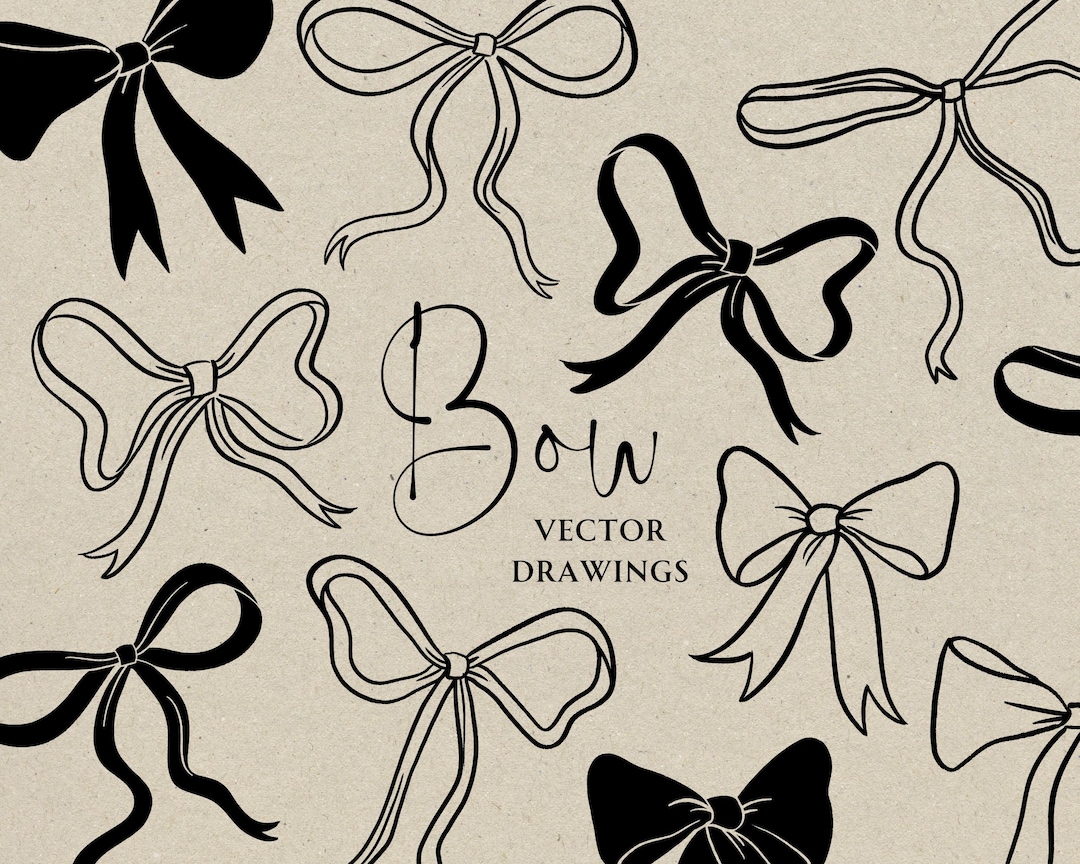 Bow Icon Bundle SVG PNG, Hand Drawn Illustration, Coquette Room Decor ...