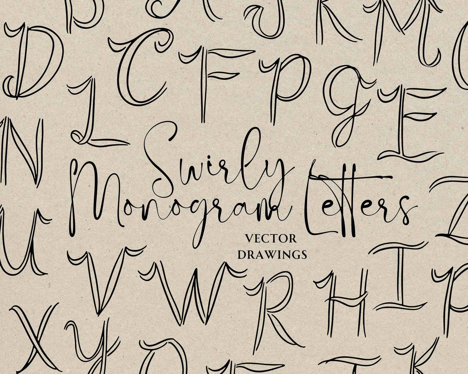 Monogram Alphabet Calligraphy for Crest SVG PNG, Whimsical Hand Drawn ...