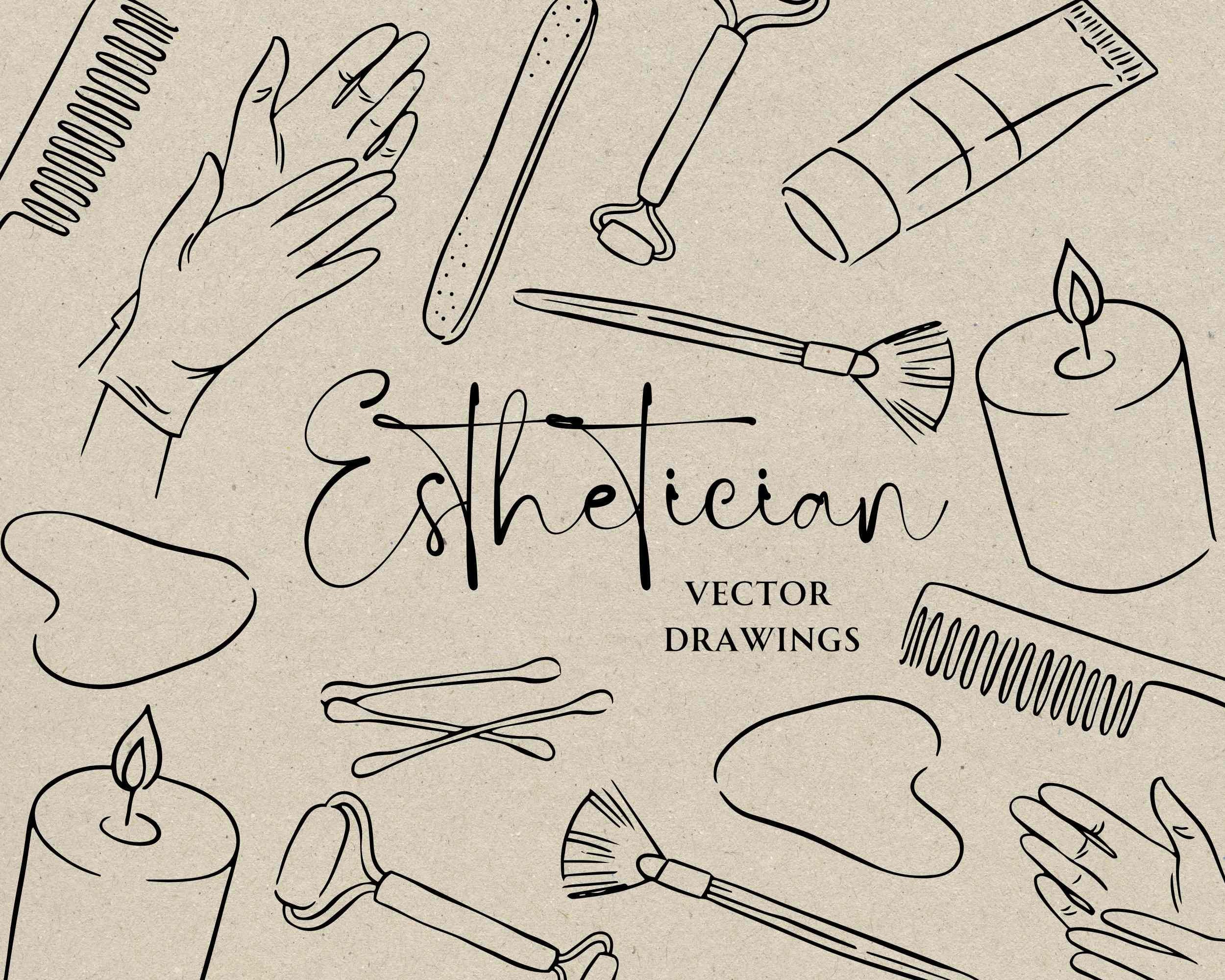 Hand Drawn Esthetician Icons SVG PNG, Business Card Clipart Download ...
