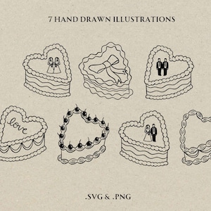 Hand Drawn Heart Cake Illustration SVG PNG, Valentine's Day Clipart ...