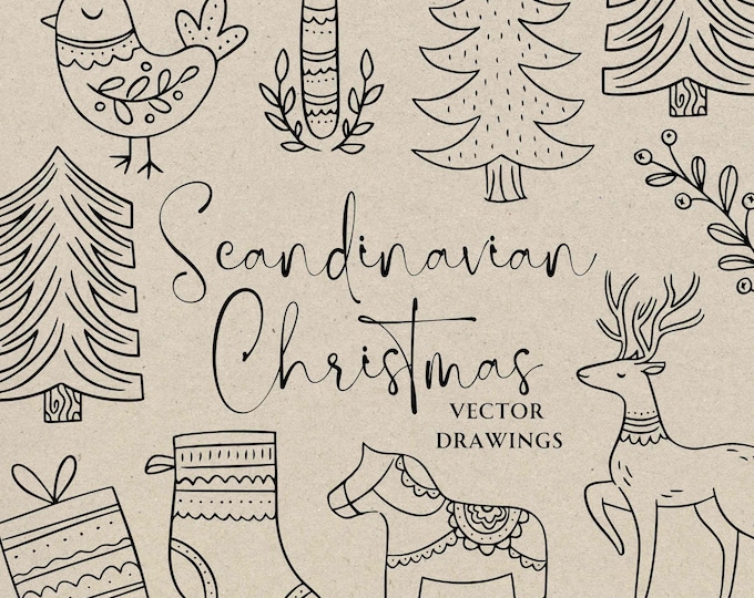 Hand Drawn Whimsical Christmas SVG PNG, Friendsmas Dinner Clipart ...