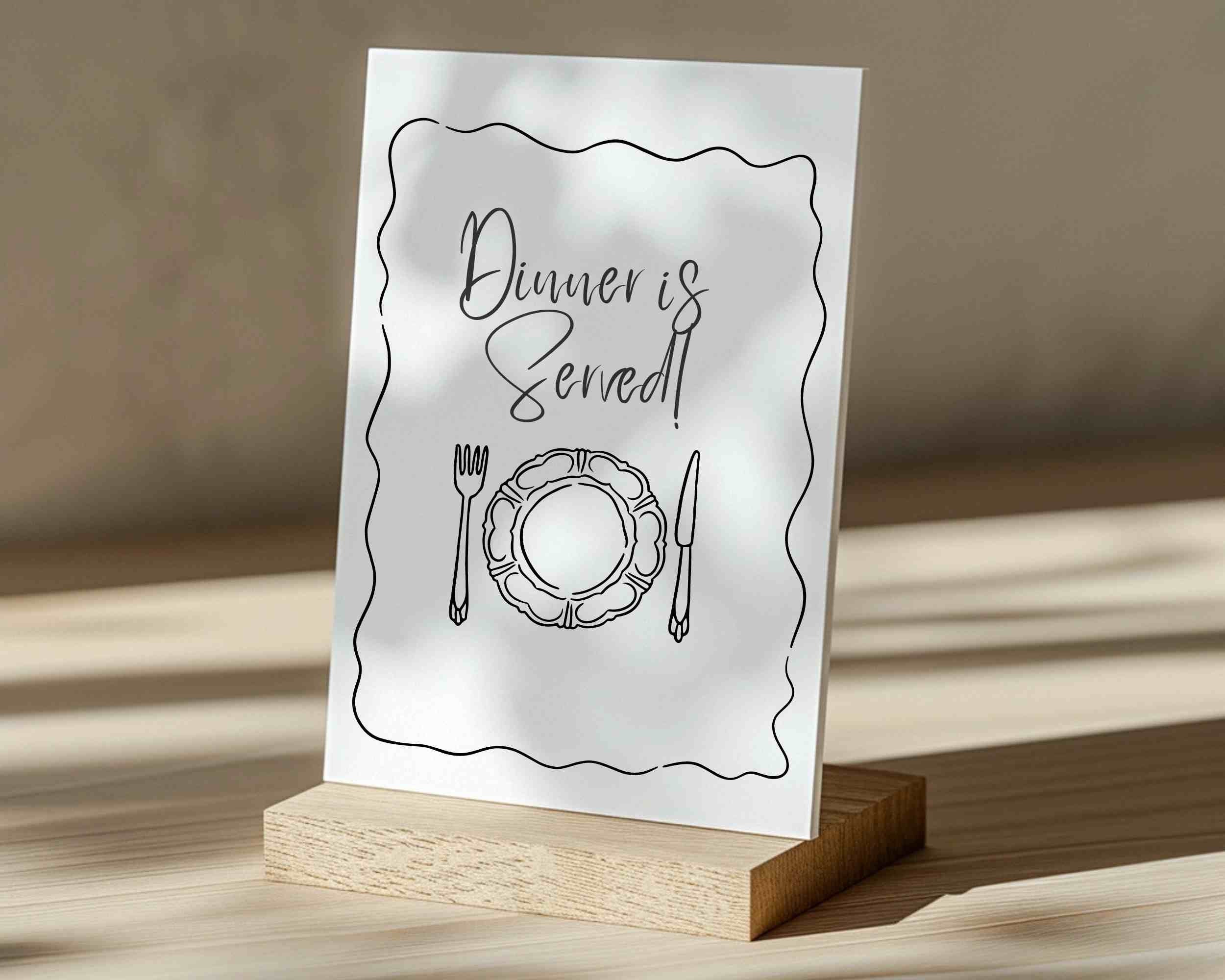 Hand Drawn Wedding Dinnerware SVG PNG, Whimsical Menu Card Clipart ...