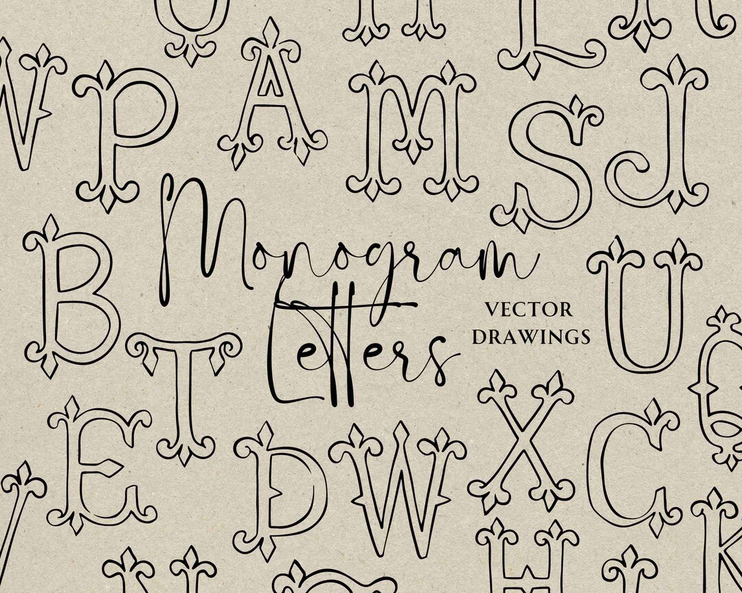 Wedding Alphabet Monogram for Crest SVG PNG, Hand Drawn Lettering ...