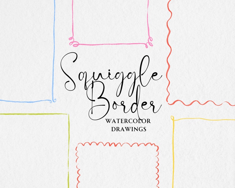 Hand Drawn Watercolor Border PNG SVG, Wavy Border Clipart, Scallop ...