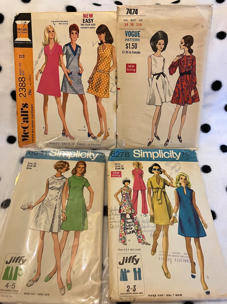 Lot of Vintage Women's Sewing Patterns, Mccalls 2388, Vogue 7474 ...